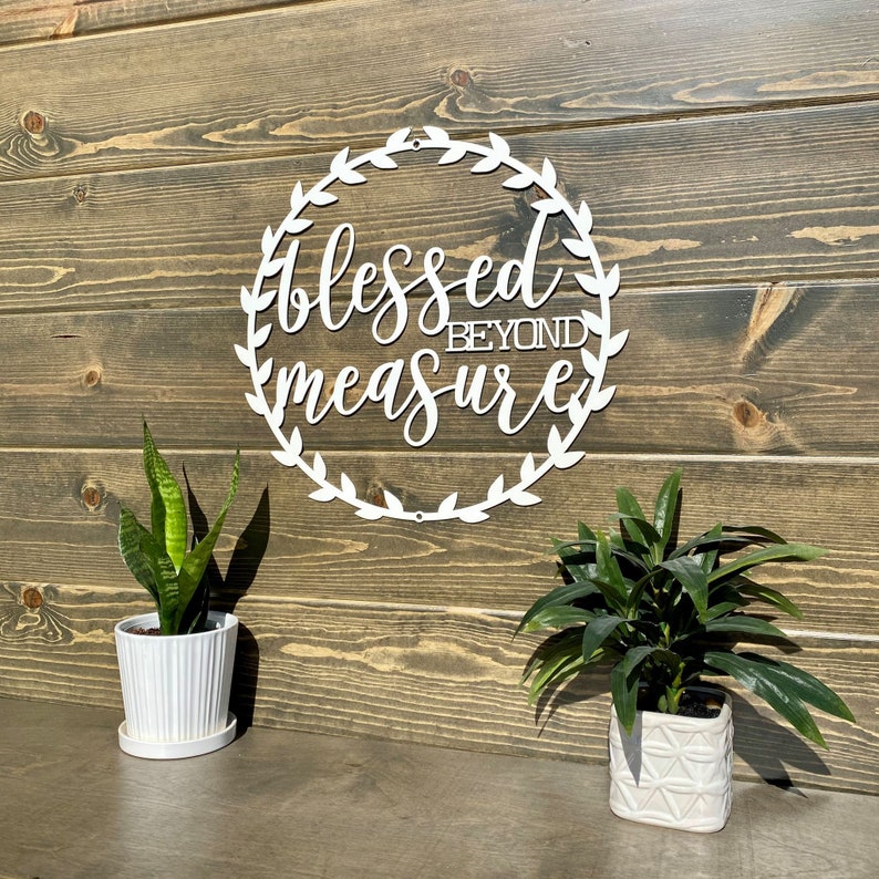 Metal Blessed Beyond Measure Porch Sign Spring Door Wreath - Etsy