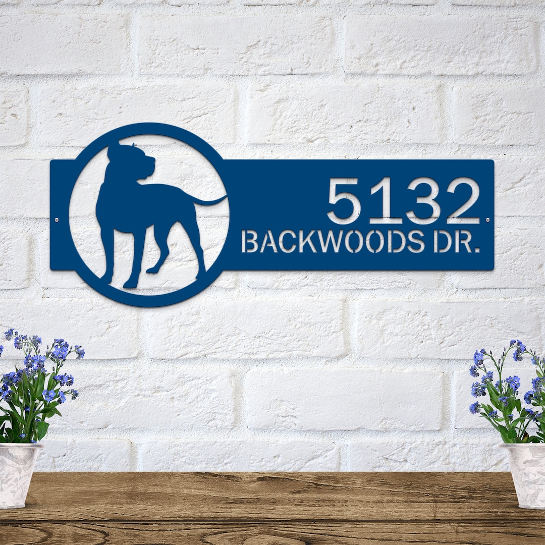 Custom Metal Dog Address Sign: Personalized House Number Plaque - Etsy