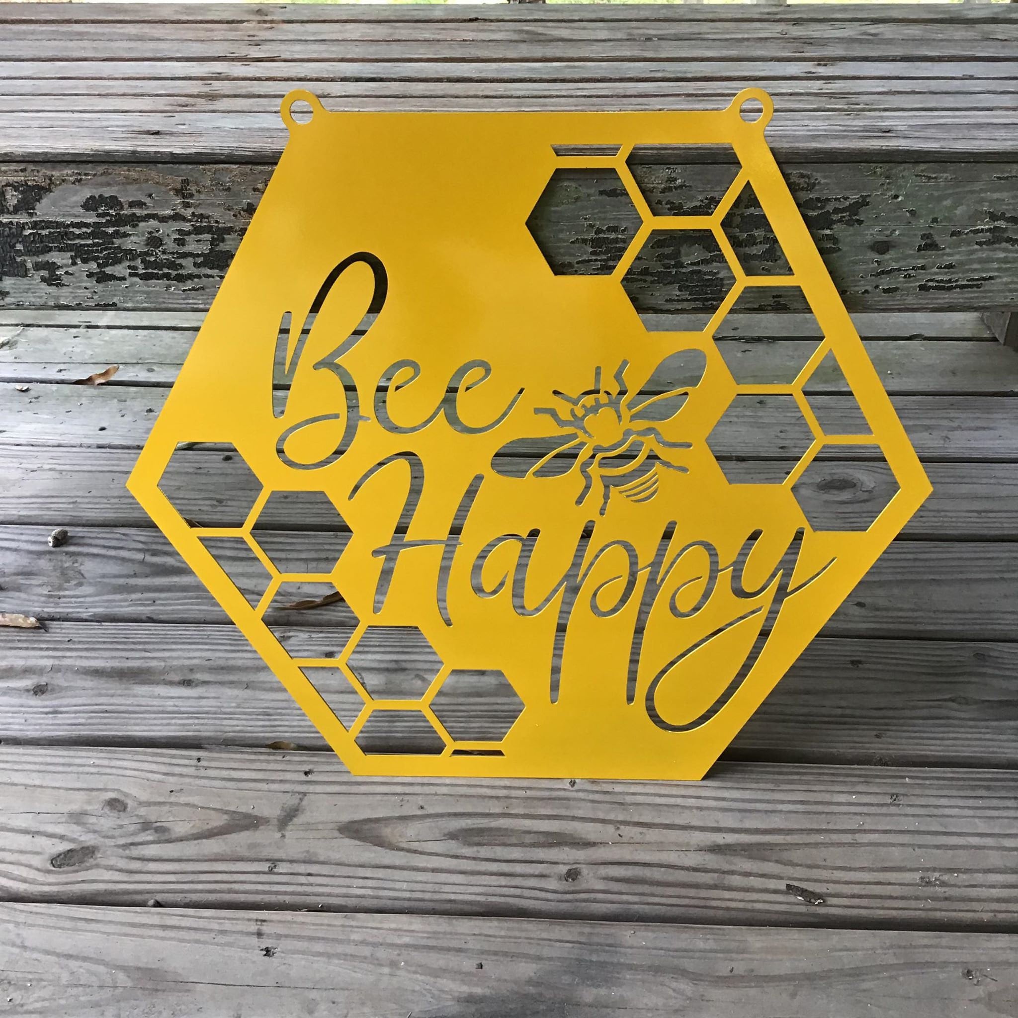 Bee Happy Outdoor Metal Honey Bee Sign Beekeeping Custom - Etsy