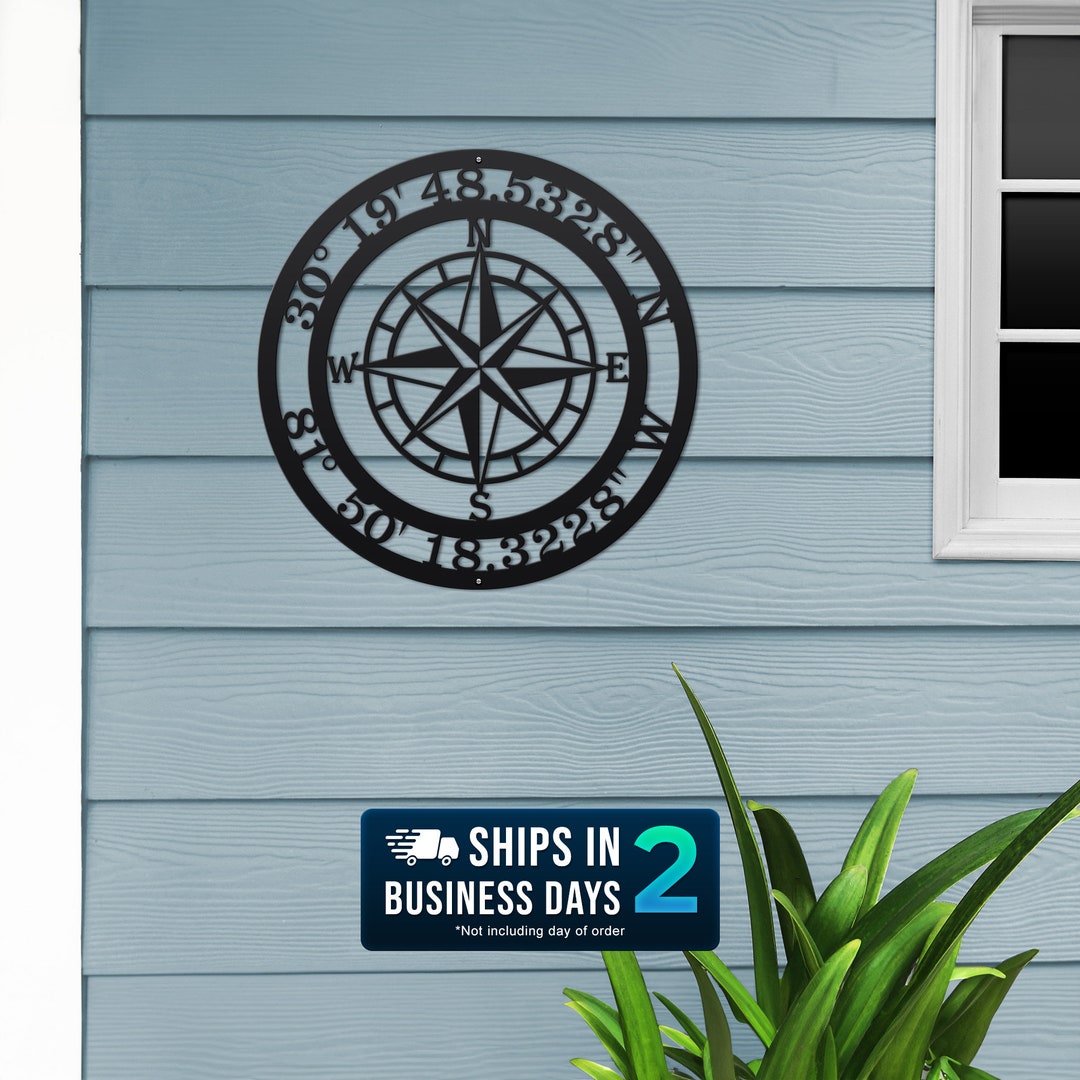 Personalized Compass GPS Coordinates Metal Wall Art Sign Makes a Great ...