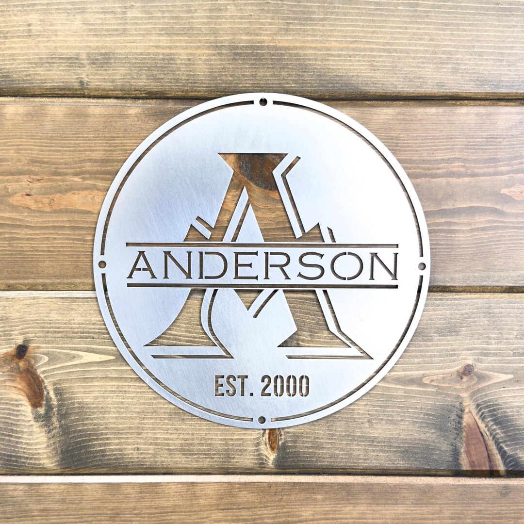 Gothic Decor Monogram Name Sign, Regal Monogrammed Custom Metal Sign ...