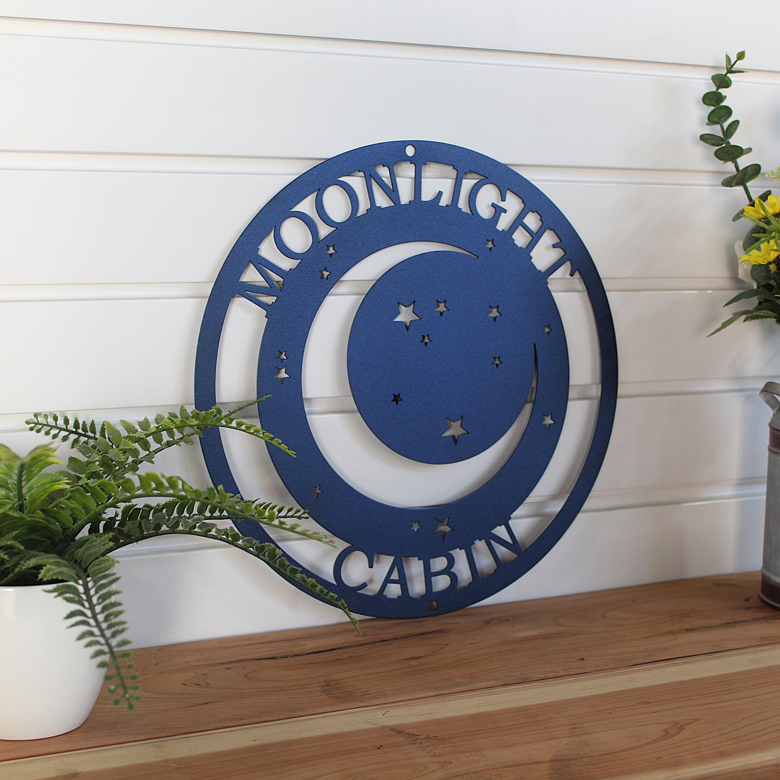 Custom Crescent Moon Garden Sign: Personalized Metal Moon & Stars Art ...