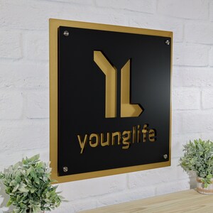 3D Laser Cut Metal Business Logo Sign With Standoff Metal Backplate ...