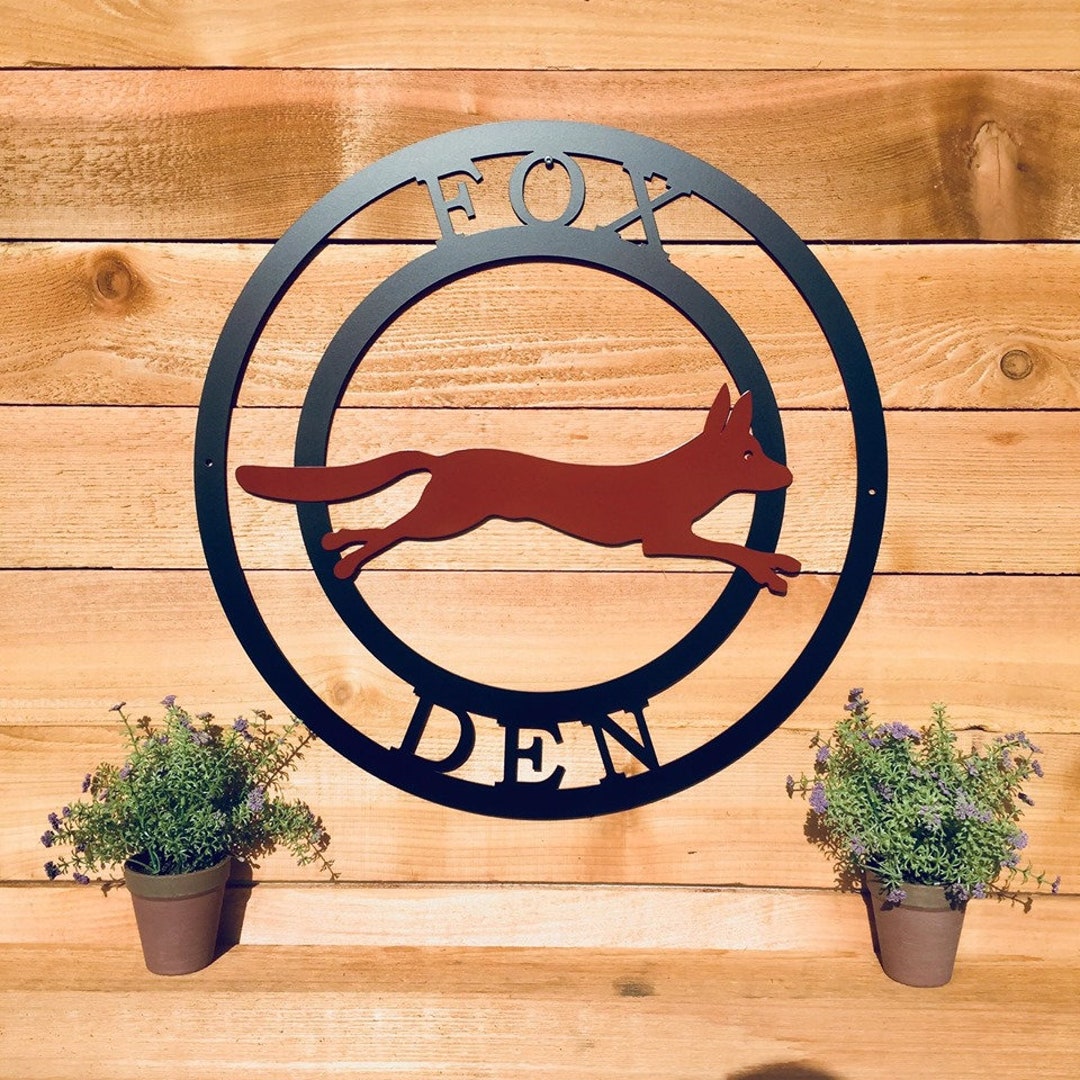 Two Color Fox Metal Sign, Ranch Sign, Personalized Metal Sign, Outdoor ...