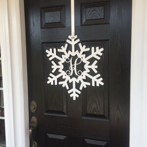 Snowflake Monogram Door Wreath, Snowflake Door Decorations, Winter Door ...
