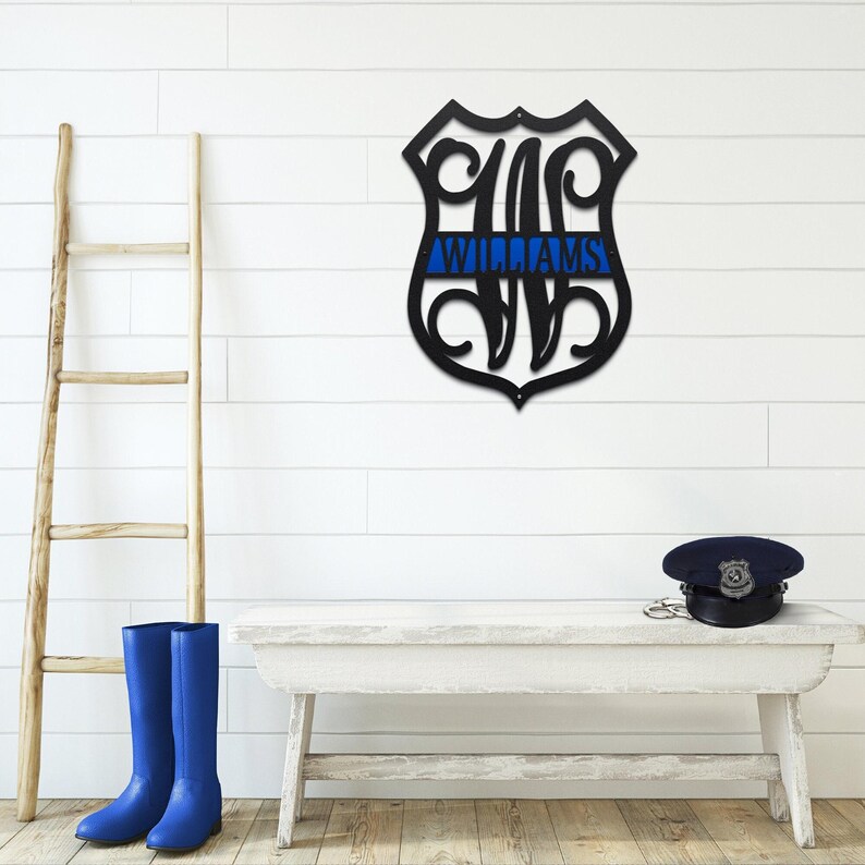 Custom Police Badge Metal Monogram Sign: Thin Blue Line Gift - Etsy