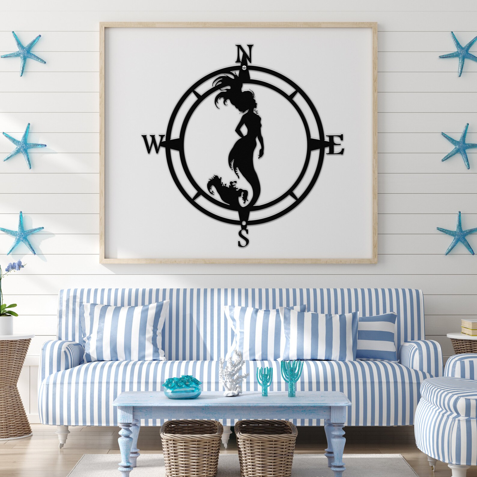 Mermaid Compass Wall Décor by Housesensationsart | Etsy