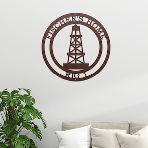 Oil Rig Personalized Door Hanger, Oil Rig Metal Art, Gift for Oil Rig ...