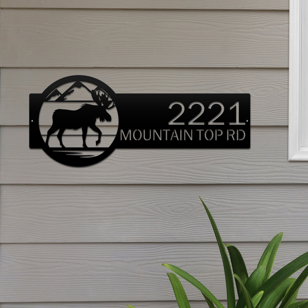 Address Plaque Moose Mountain Moose Street Number Sign - Etsy