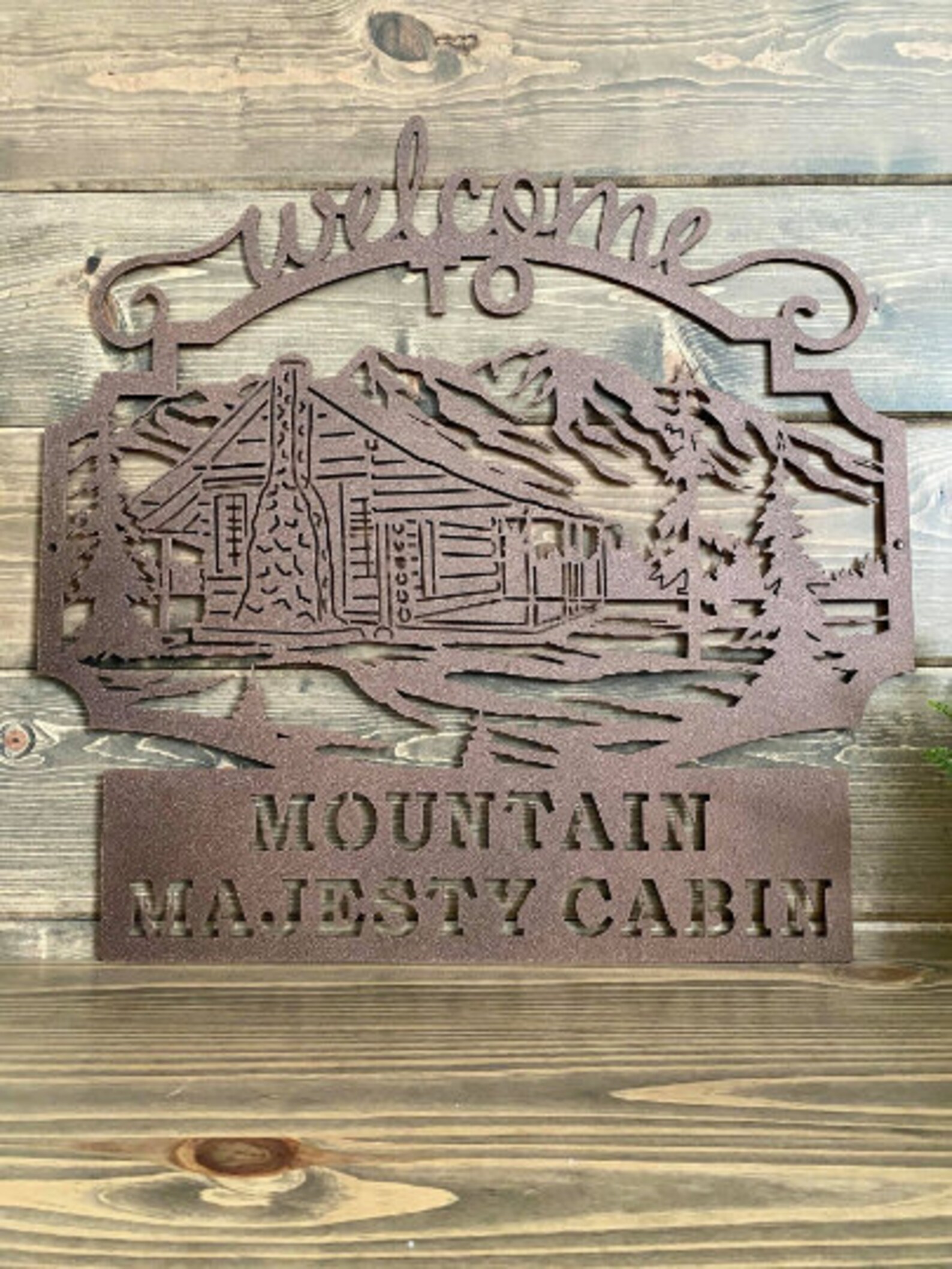 Personalized Metal Cabin Sign Mountain Home Outdoor Wall Art, Front ...