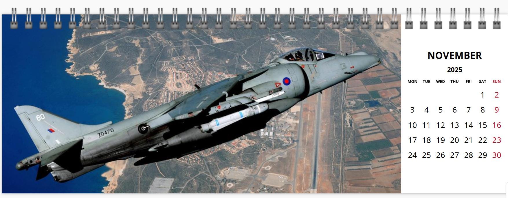Harrier Jump Jet Fighter 2026 DESK Calendar A4 Size in High Quality ...