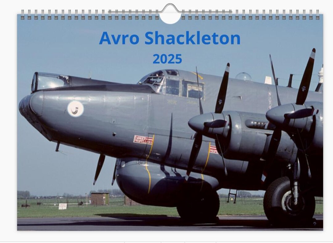 AVRO SHACKLETON RAF Wall 2025 Calendar Start Any Month of the Year Ie Feb'25-jan'26 and a Free ...