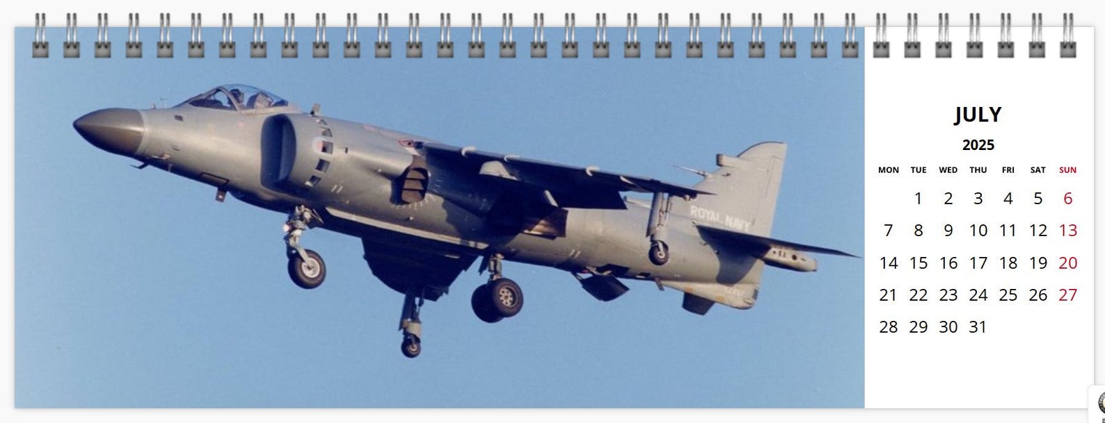 Harrier Jump Jet Fighter 2026 DESK Calendar A4 Size in High Quality ...