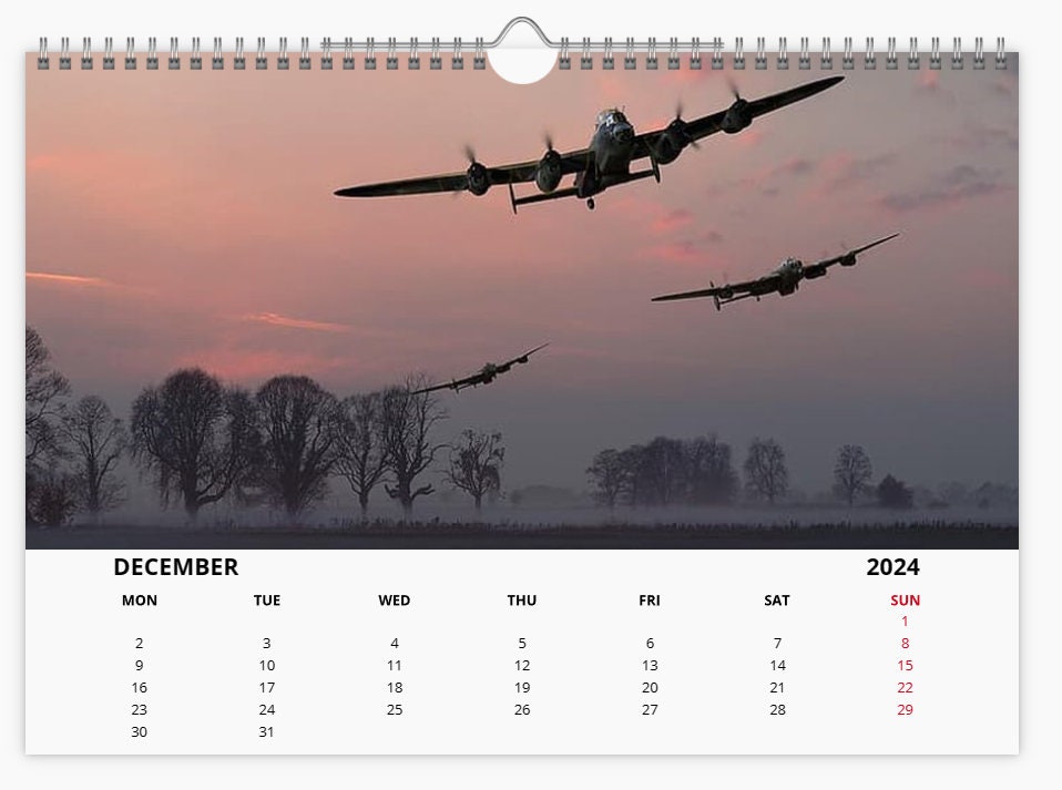 Avro Lancaster RAF Bomber Tribute 2024 WALL CALENDAR A4 Size - Etsy UK