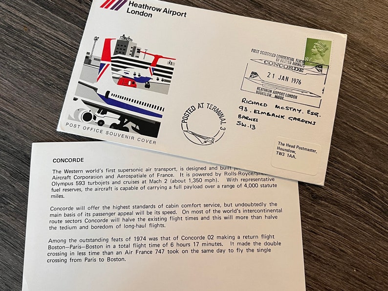 Concorde First Flight Heathrow Bahrain 21 Jan 1976 Special Edition 1st ...