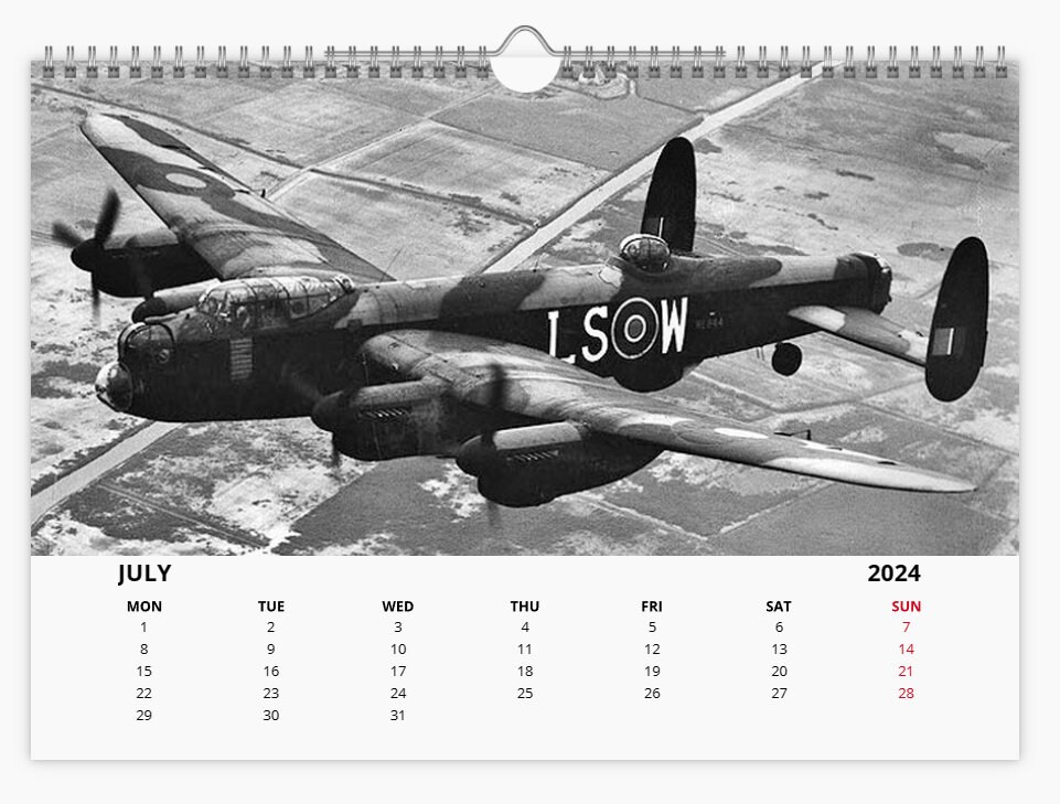 Avro Lancaster RAF Bomber Tribute 2024 WALL CALENDAR A4 Size - Etsy UK