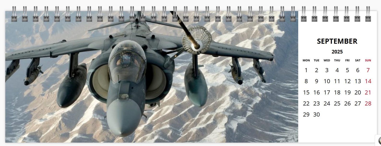 Harrier Jump Jet Fighter 2026 DESK Calendar A4 Size in High Quality ...