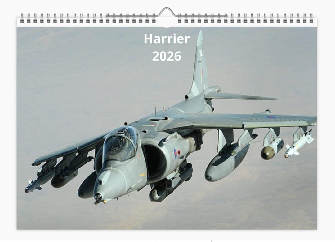 Harrier Jump Jet Fighter 2026 WALL Calendar A4 Size in High Quality ...