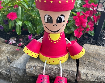 Country Girl Flower Pot Girl /clay Pot People / Flower Pot People ...