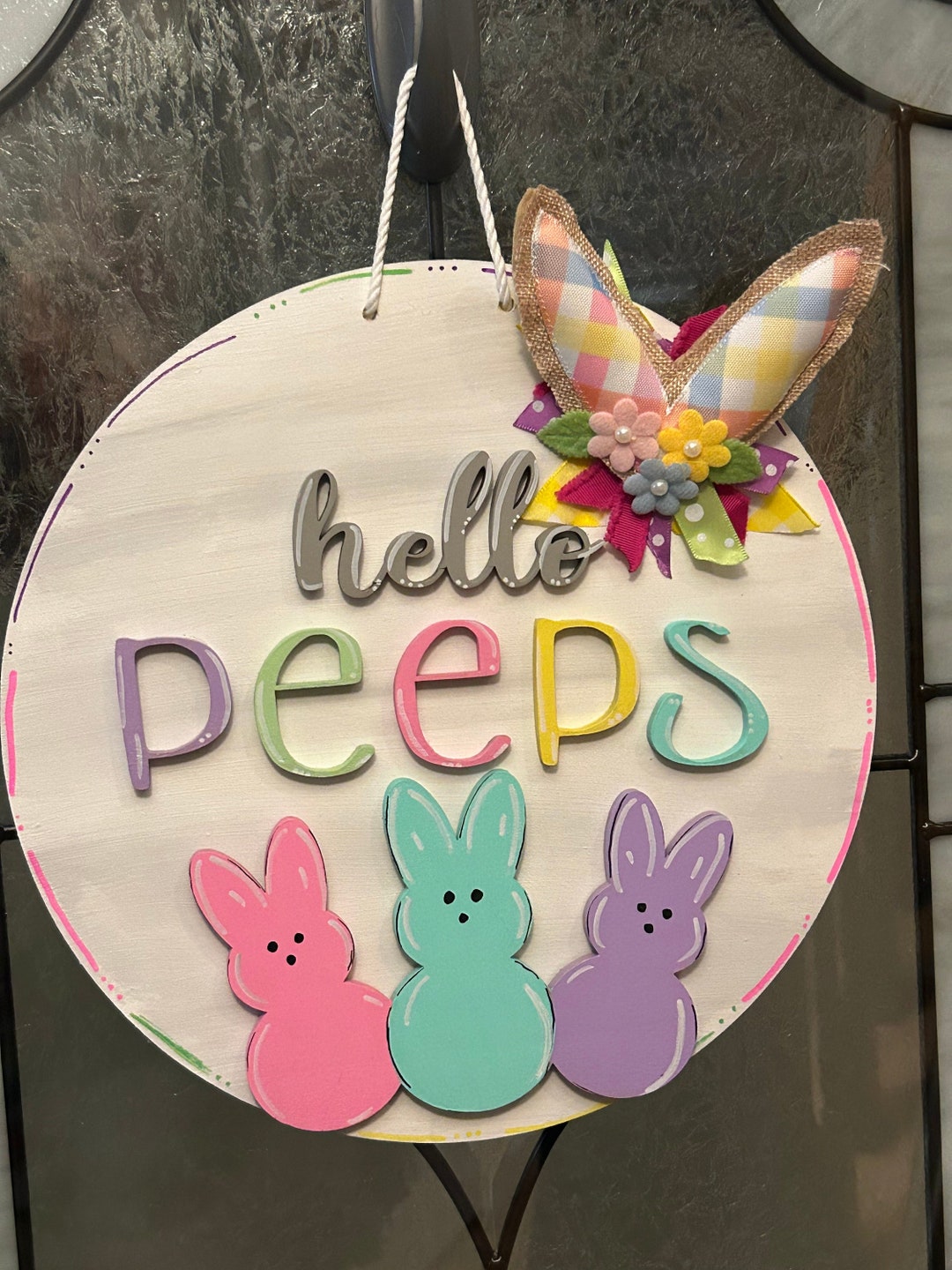 Hello Peeps 12” Door Hanger - Etsy