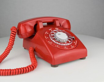 Red Push Button Desk Phone, Restored and Working Touch Tone Telephone ...