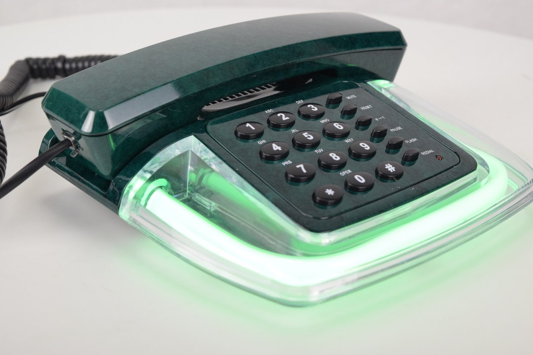 Neon Glow Telephone Black/clear With Green Light - Etsy