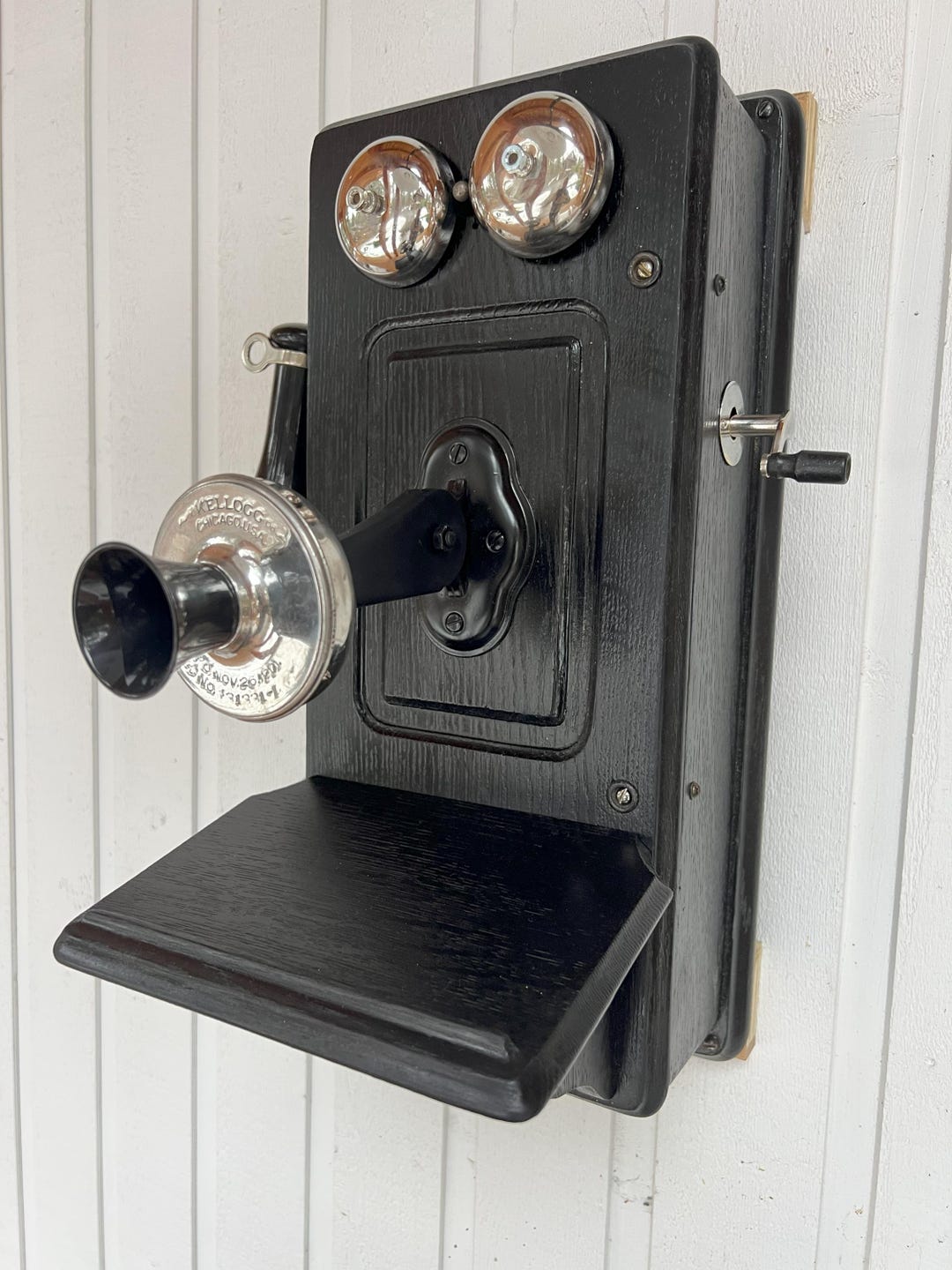 Black Wood Wall Telephone - Vintage Farmhouse Decor - Etsy