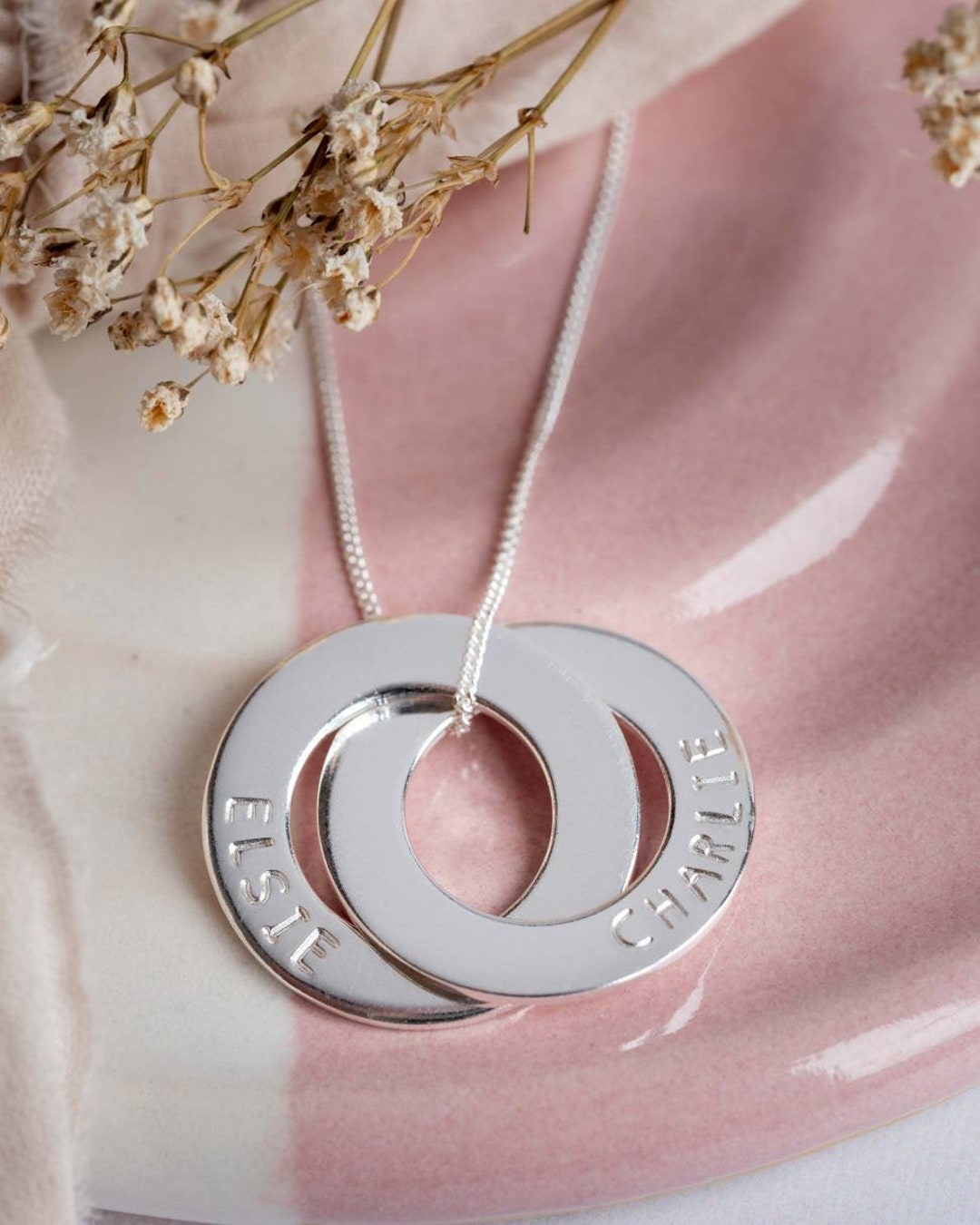 Sterling Silver Personalised Interlocking Washer Rings Necklace Nanny ...