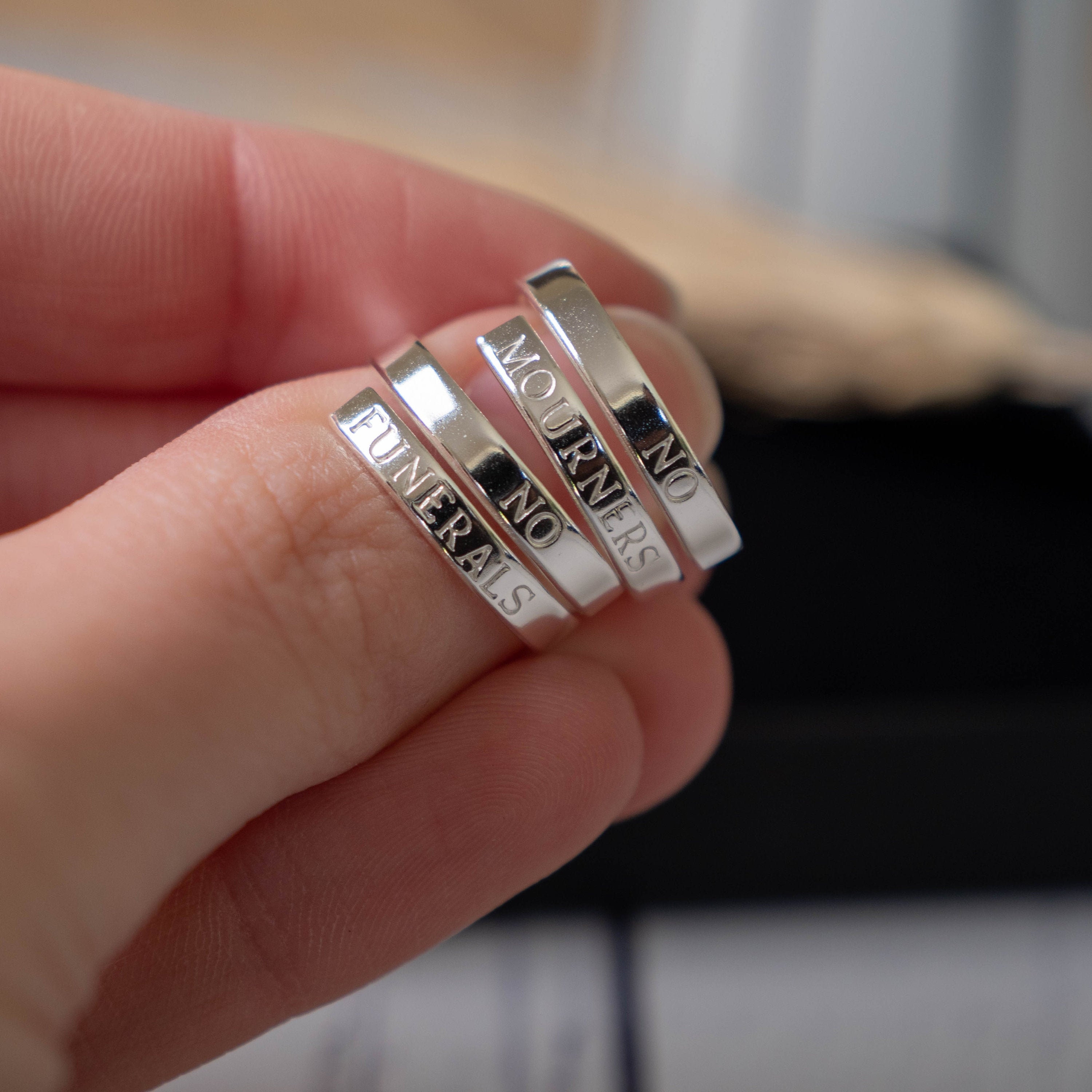 No Mourners No Funerals Ring Set Sterling Silver Adjustable Wrap Around ...