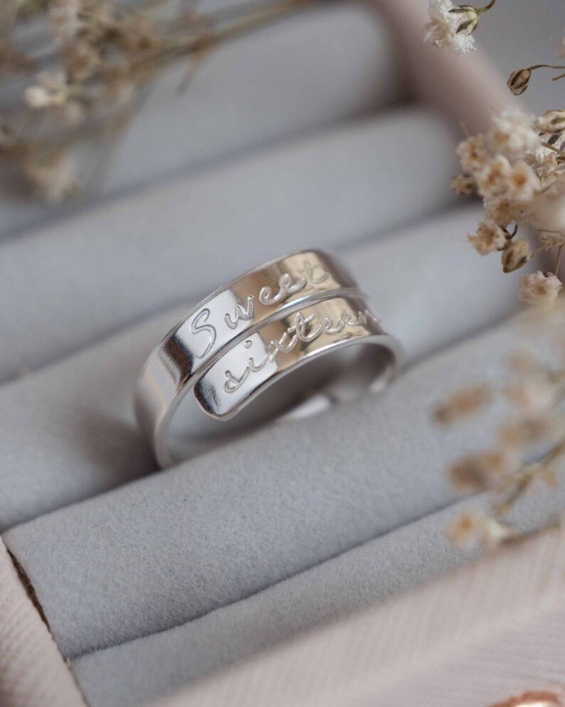 Sweet 16th Birthday Sterling Silver Wrap Around Ring Girls Gift Present ...