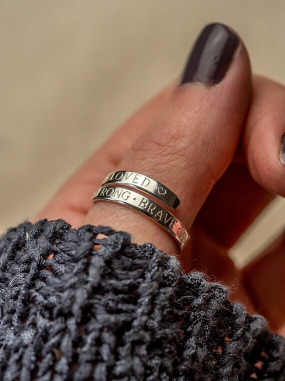Buy I Am Strong Worthy Capable Enough Loved .925 Sterling Silver Adjustable Ring Hand Stamped Womens Gift Selfcare Positive Affirmation Thumb Online in India Etsy