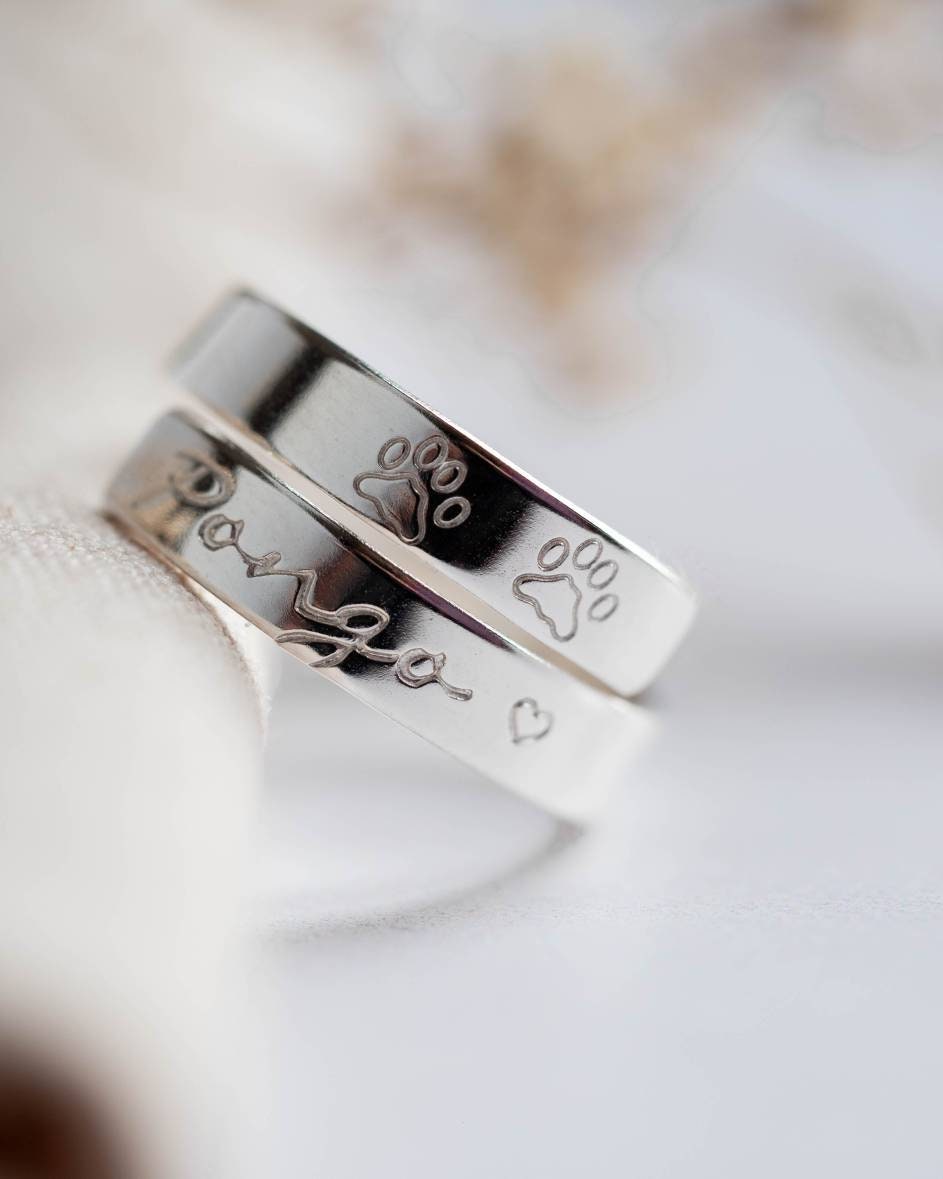 Paw Prints Sterling Silver Wrap Around Ring Adjustable Pet - Etsy