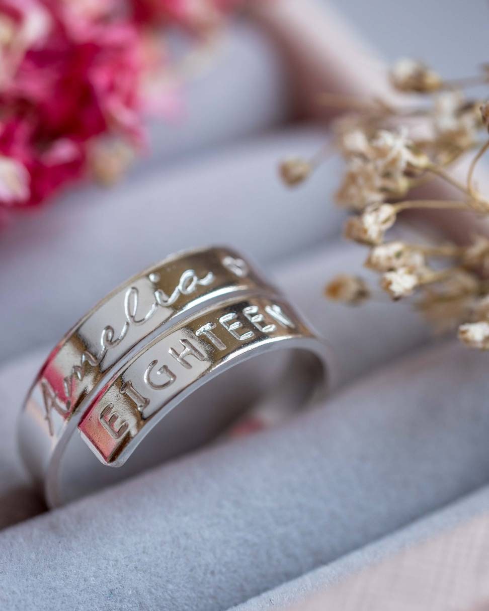 18th Birthday Sterling Silver Wrap Around Adjustable Ring Gift - Etsy
