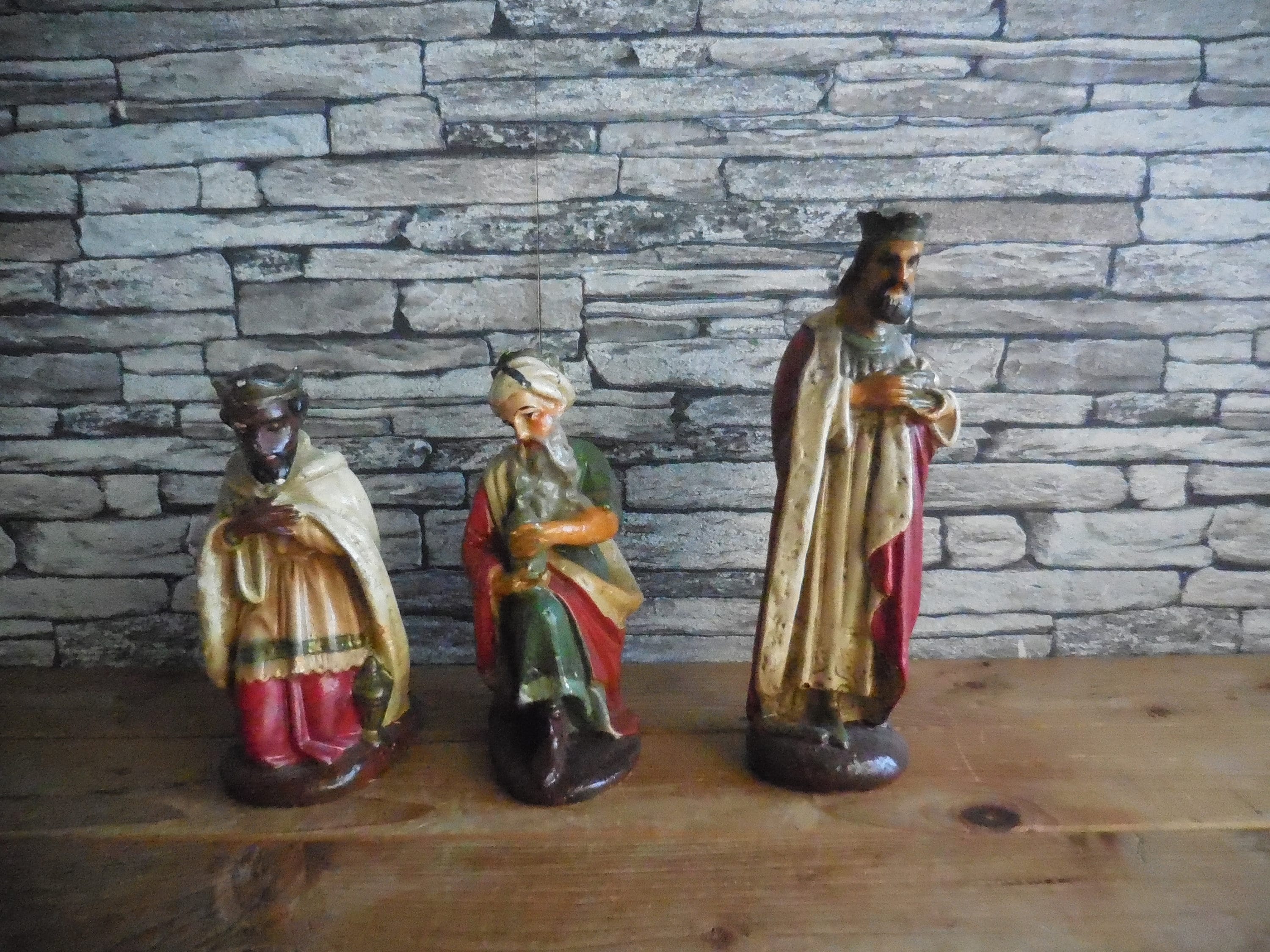 Vintage Three Wise Men Plaster Sculptures, Three Wise Men Plaster ...