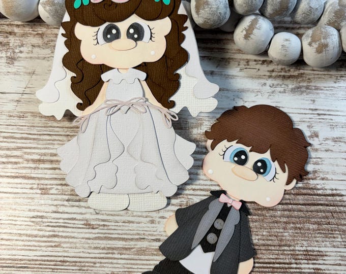 Bride and Groom Premade Paper Piecings for Scrapbooking and Cards. 320A ...
