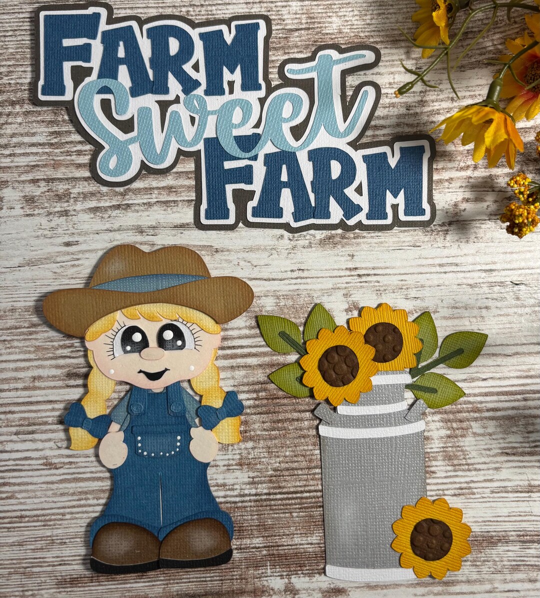 Girl Farm Set Premade Layered Paper Piecing for Scrapbook Pages, Cards ...