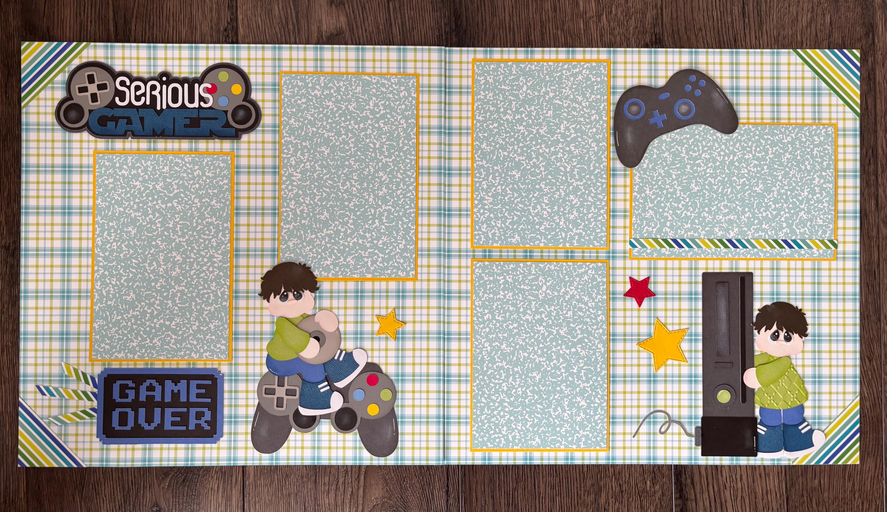 Serious Gamer Boy Scrapbook Page Kit With Premade Paper Piecings ...
