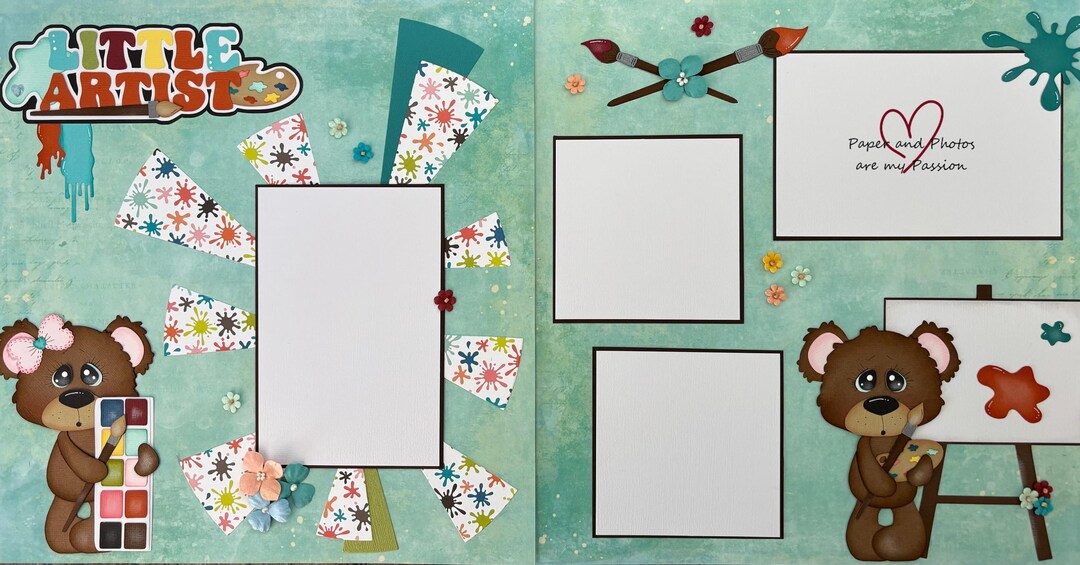 Little Artist Scrapbook Finished Double Page Layout: Premade Piecings ...