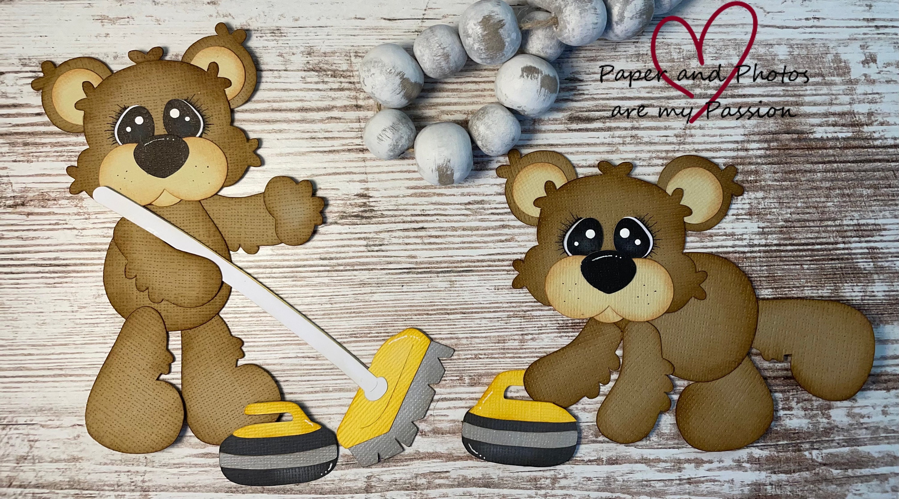 Set of Curling Bears Premade Paper Piecings for Scrapbooking - Etsy