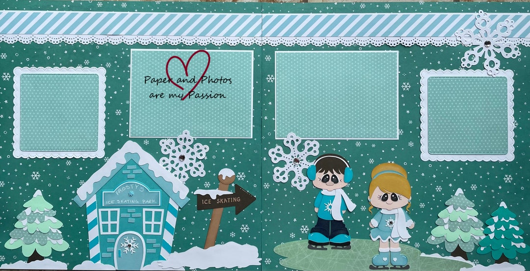 Ice Skating Double Page Scrapbook Layout Using Premade Paper Piecings ...