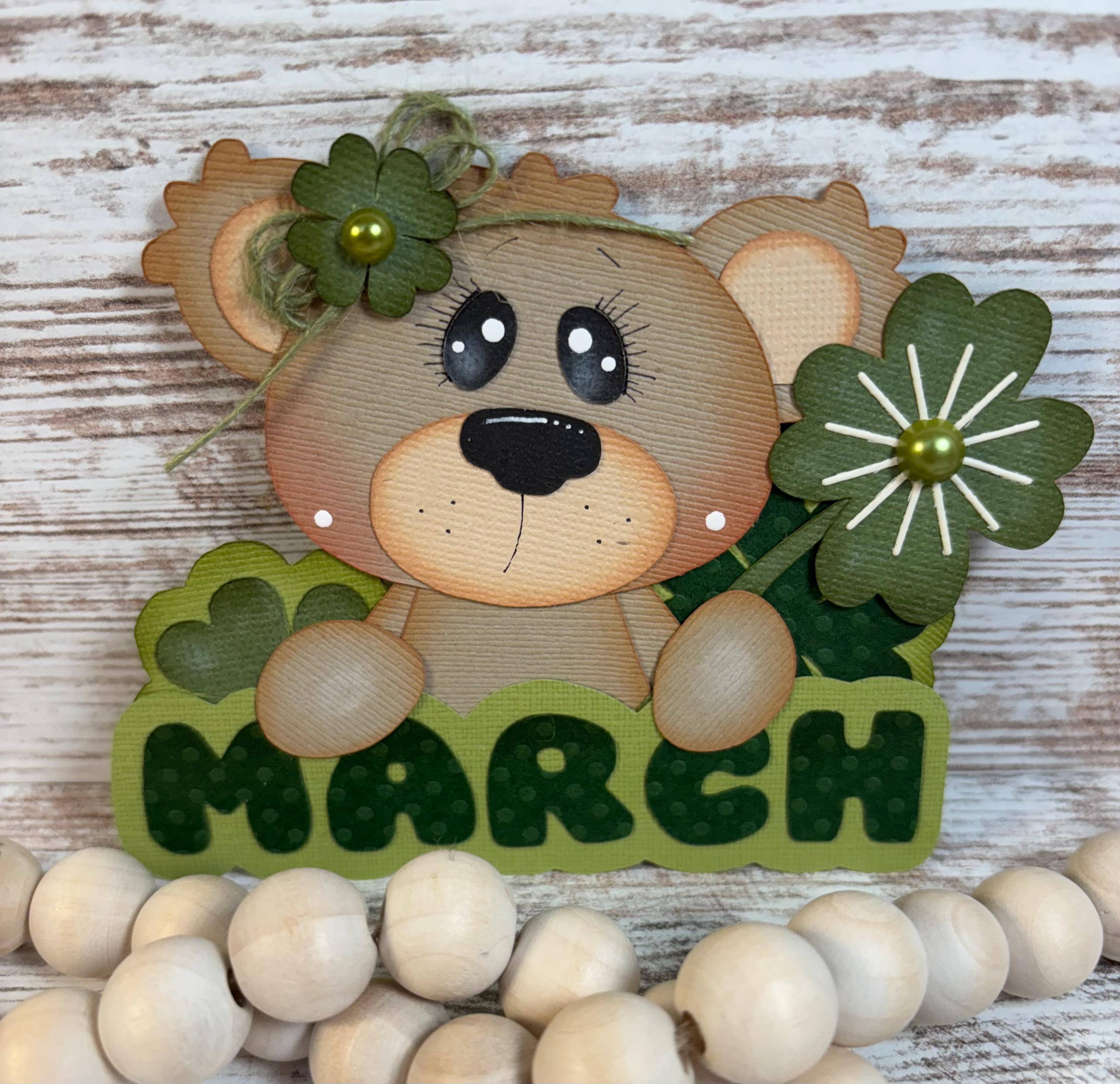 March Bear Title Premade Paper Piecing for Cards, Scrapbooking Pages ...
