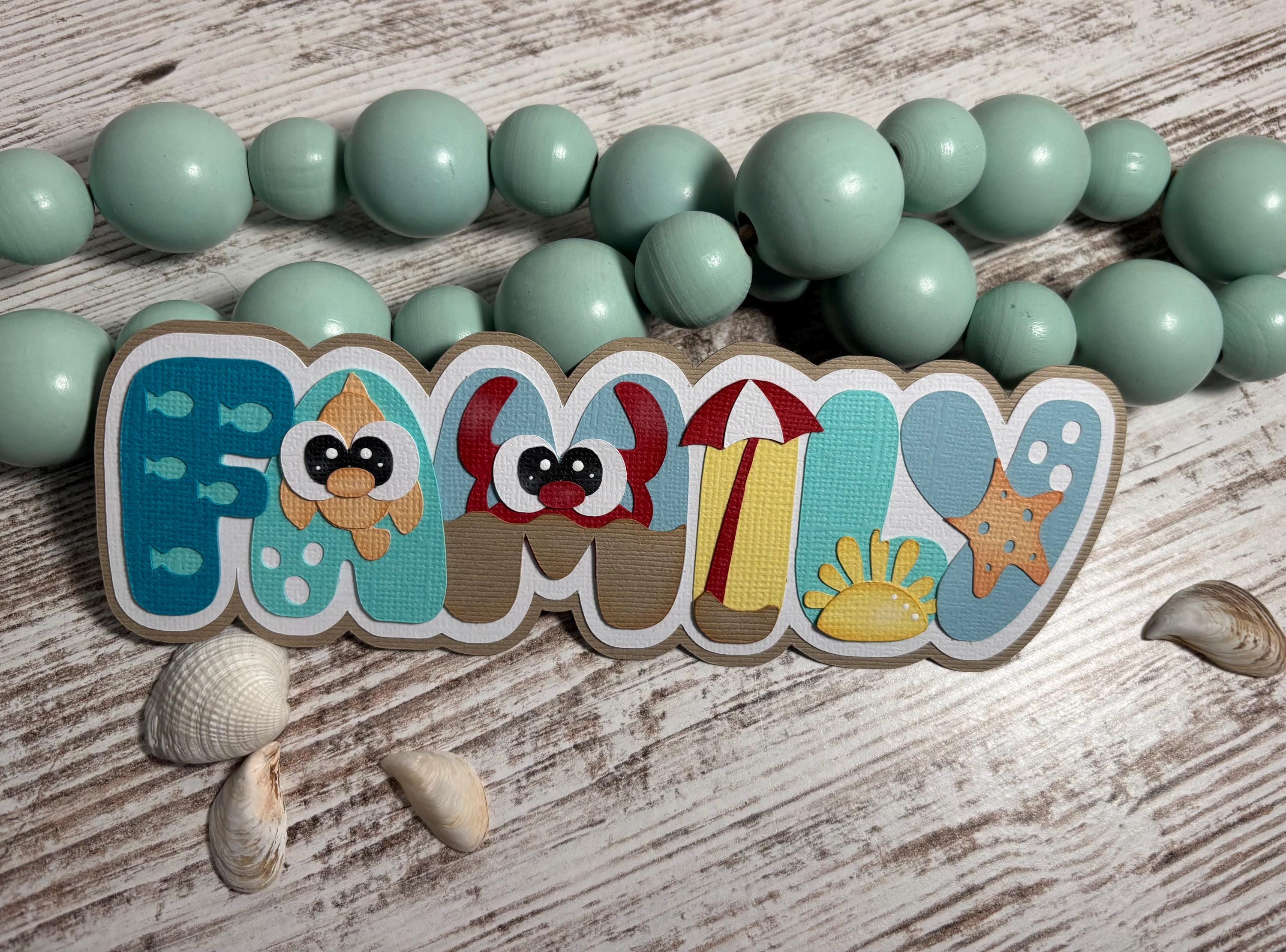 Family Beach Title for Scrapbooking Pages, Premade Layered Paper ...