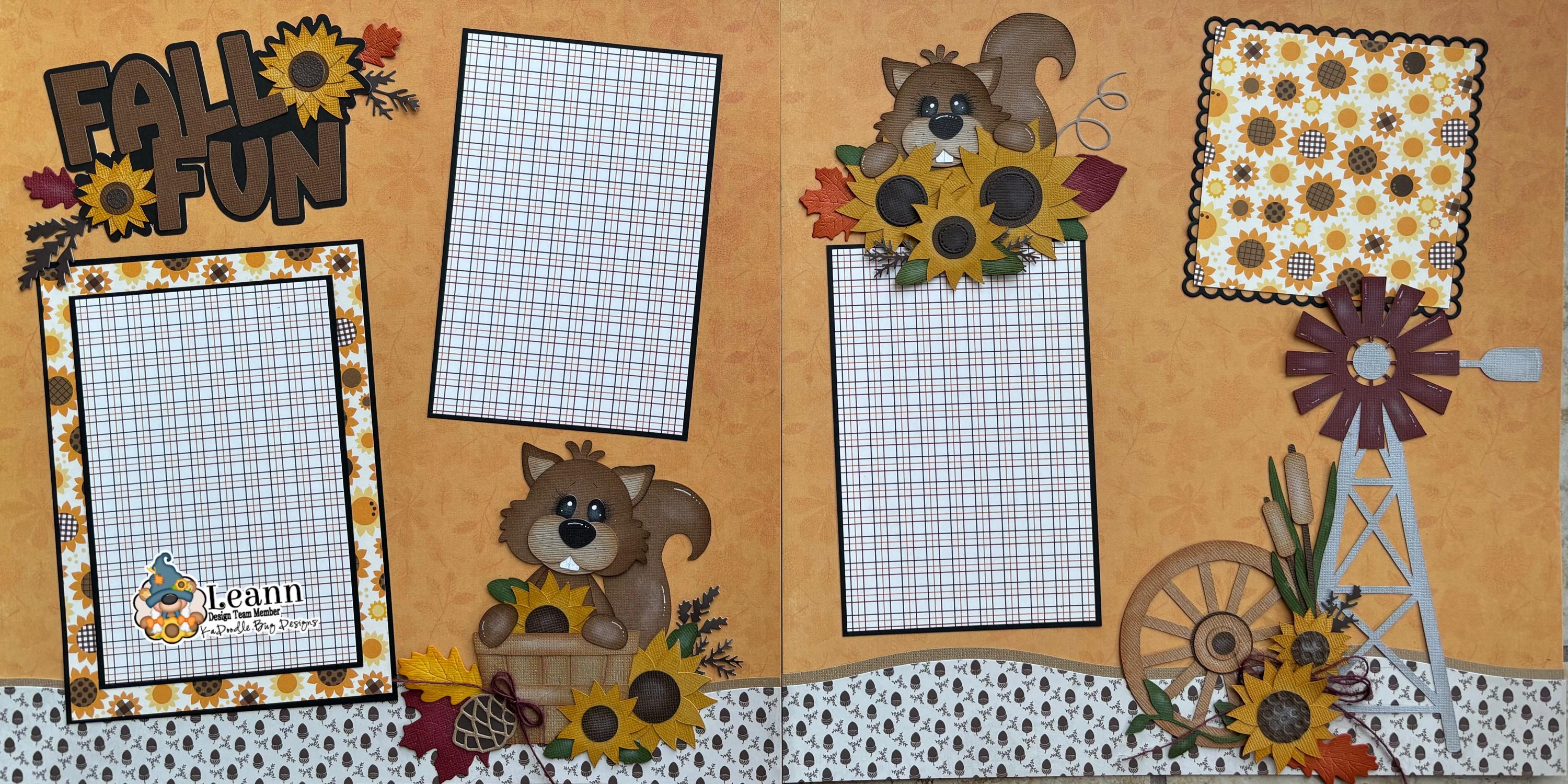Fall Fun Double Scrapbook Page Layout Kit With Premade Paper Piecings ...