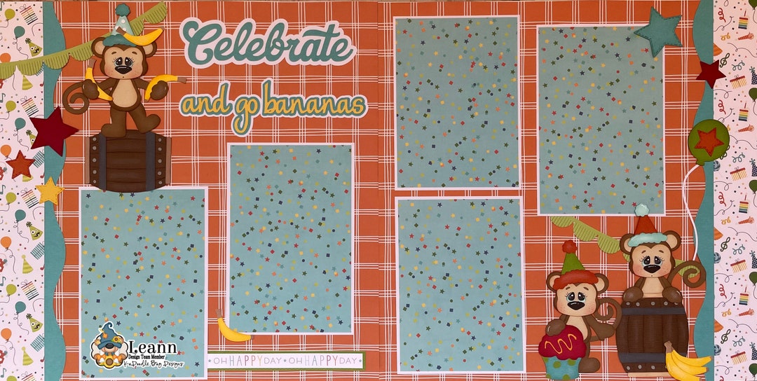 Go Bananas Double Page Layout Scrapbook Page With Premade Paper ...