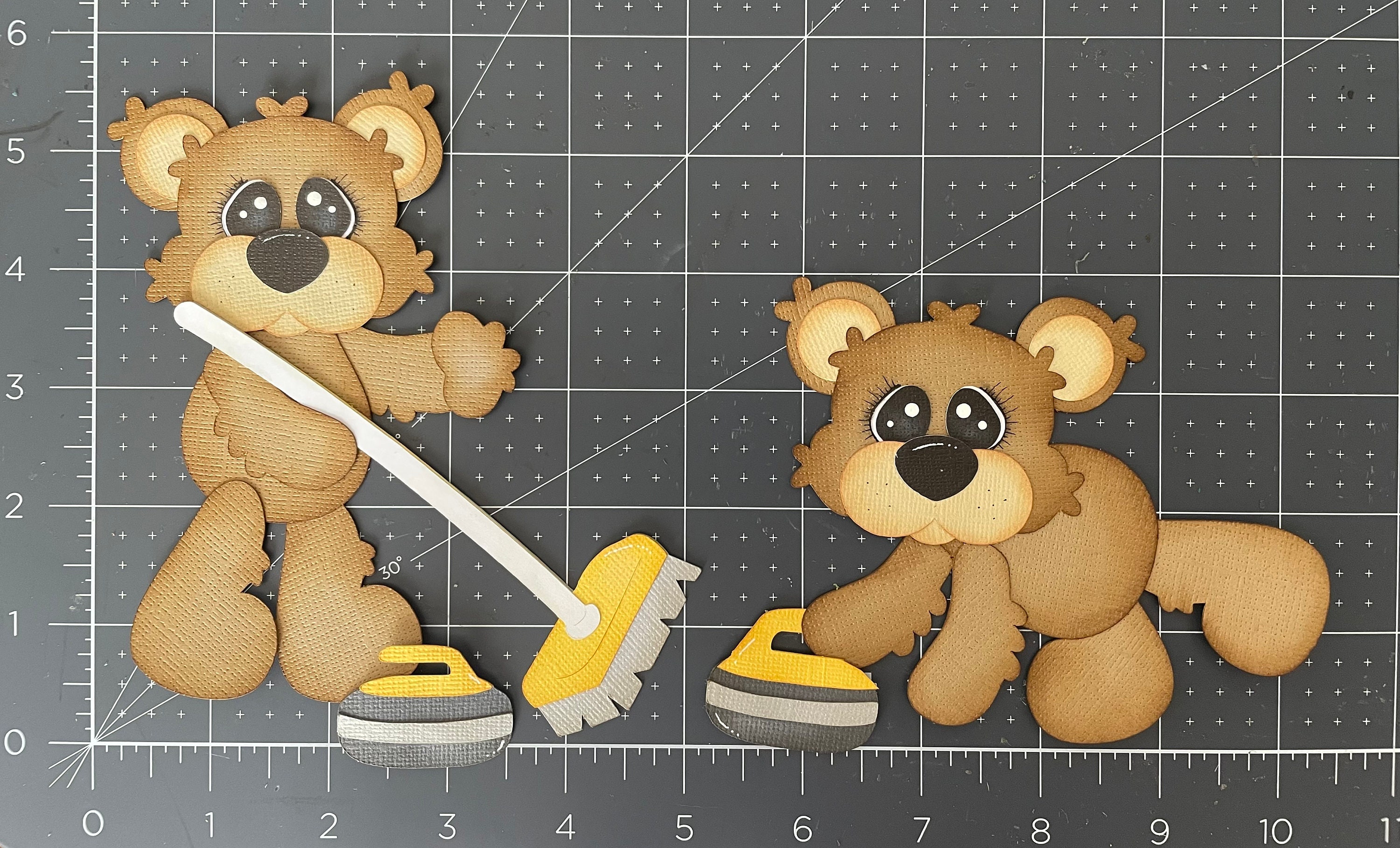 Set of Curling Bears Premade Paper Piecings for Scrapbooking - Etsy