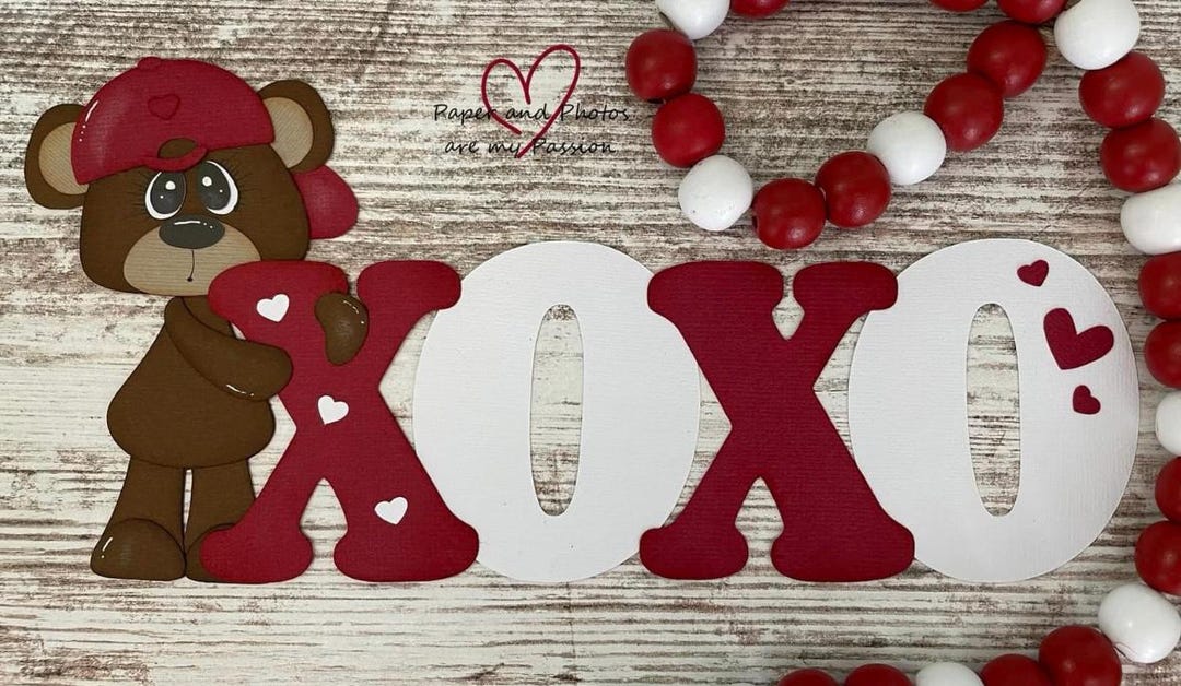 Boy XOXO Bear Premade Paper Piecing for Scrapbooking Pages. 58A - Etsy