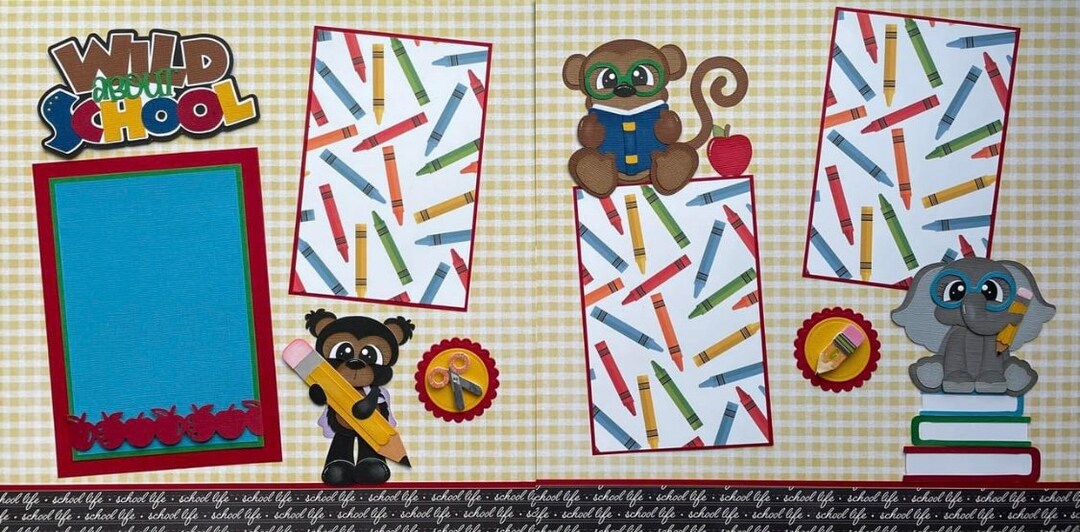 Wild About School Double Page Layout With Premade Paper Piecings. 381A ...