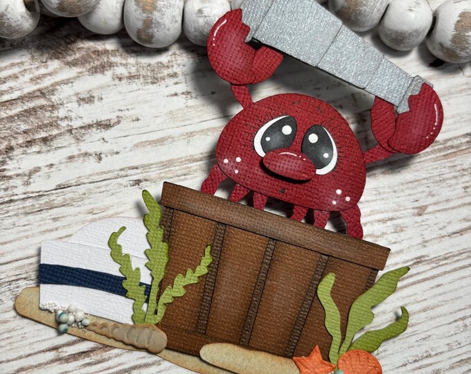 Nautical Crab Premade Paper Piecing for Scrapbook Pages, Cards, Etc ...