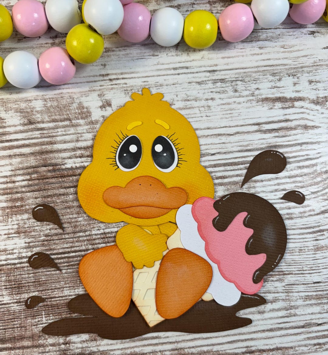 Ice Cream Cone Duck Premade Paper Piecing for Cards, Scrapbooking Pages ...
