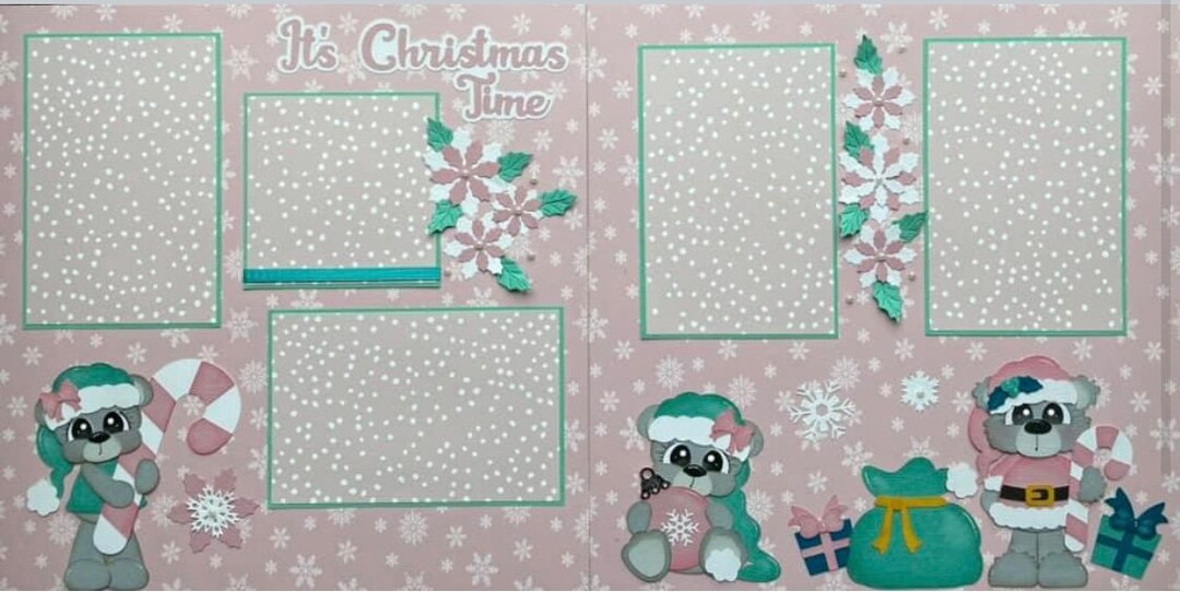 Pink Christmas Double Page Layout - Etsy